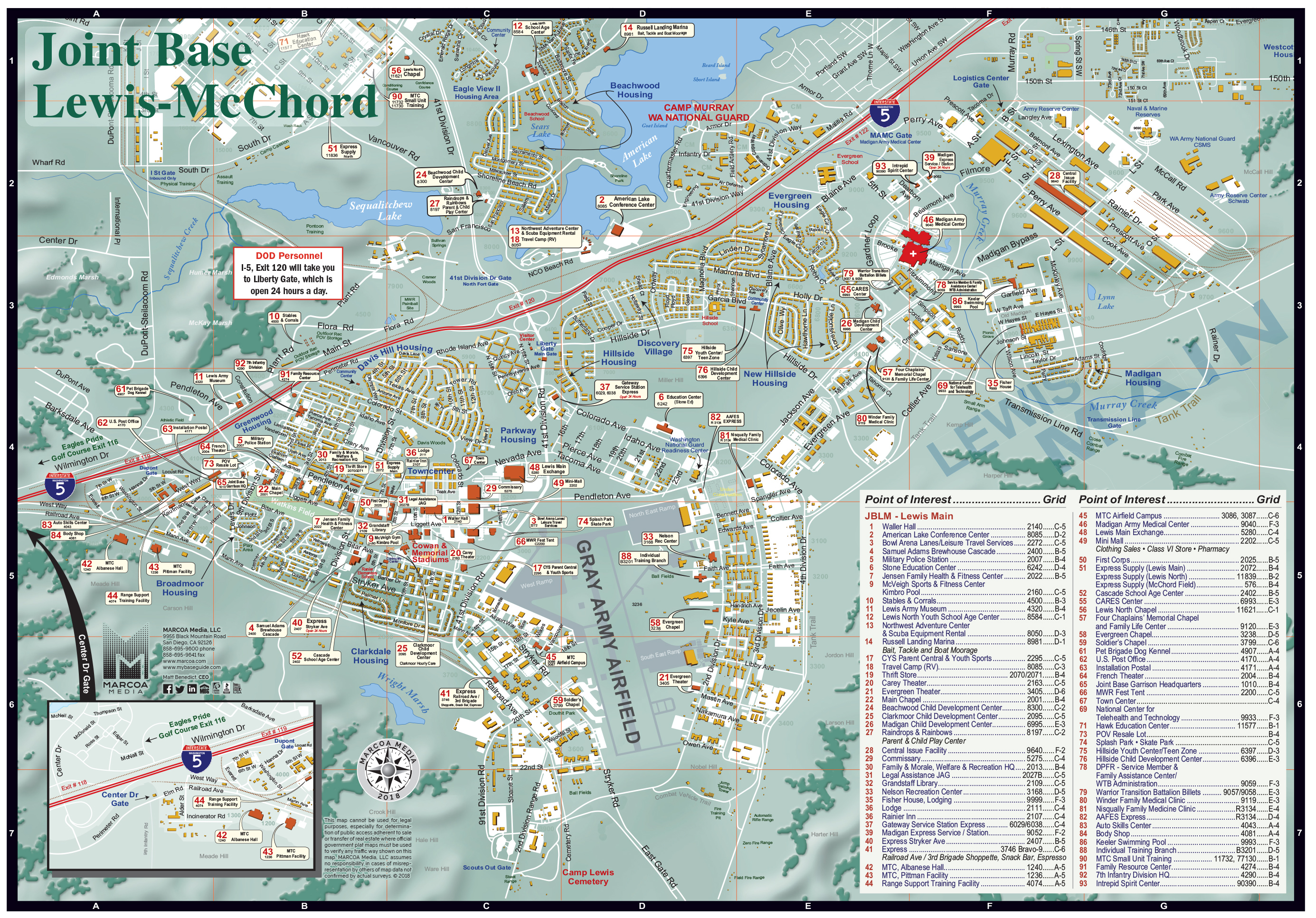 US Army MWR JBLM Map